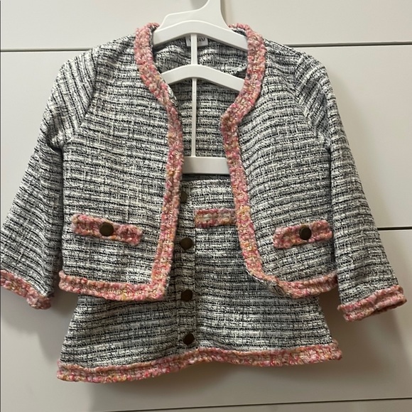 Matching Sets | Chic Kids Tweed Jacket And Skirt Set Pink And Black ...